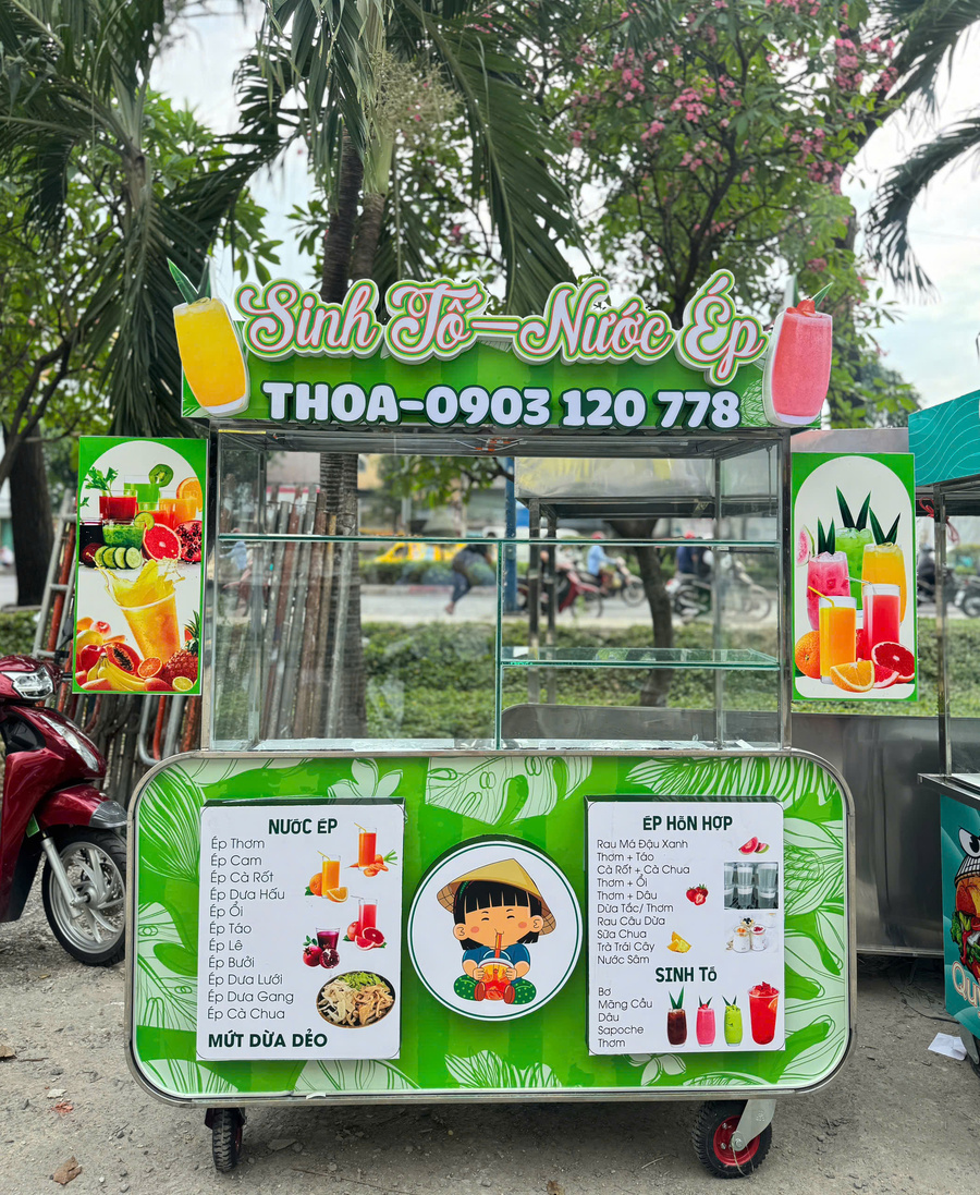 Xe Bán Sinh Tố Màu Xanh Lá - 1M2